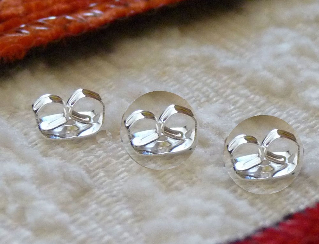 100x Butterfly Earring Backs, Silver Plated Earring Stoppers, 6mm ...