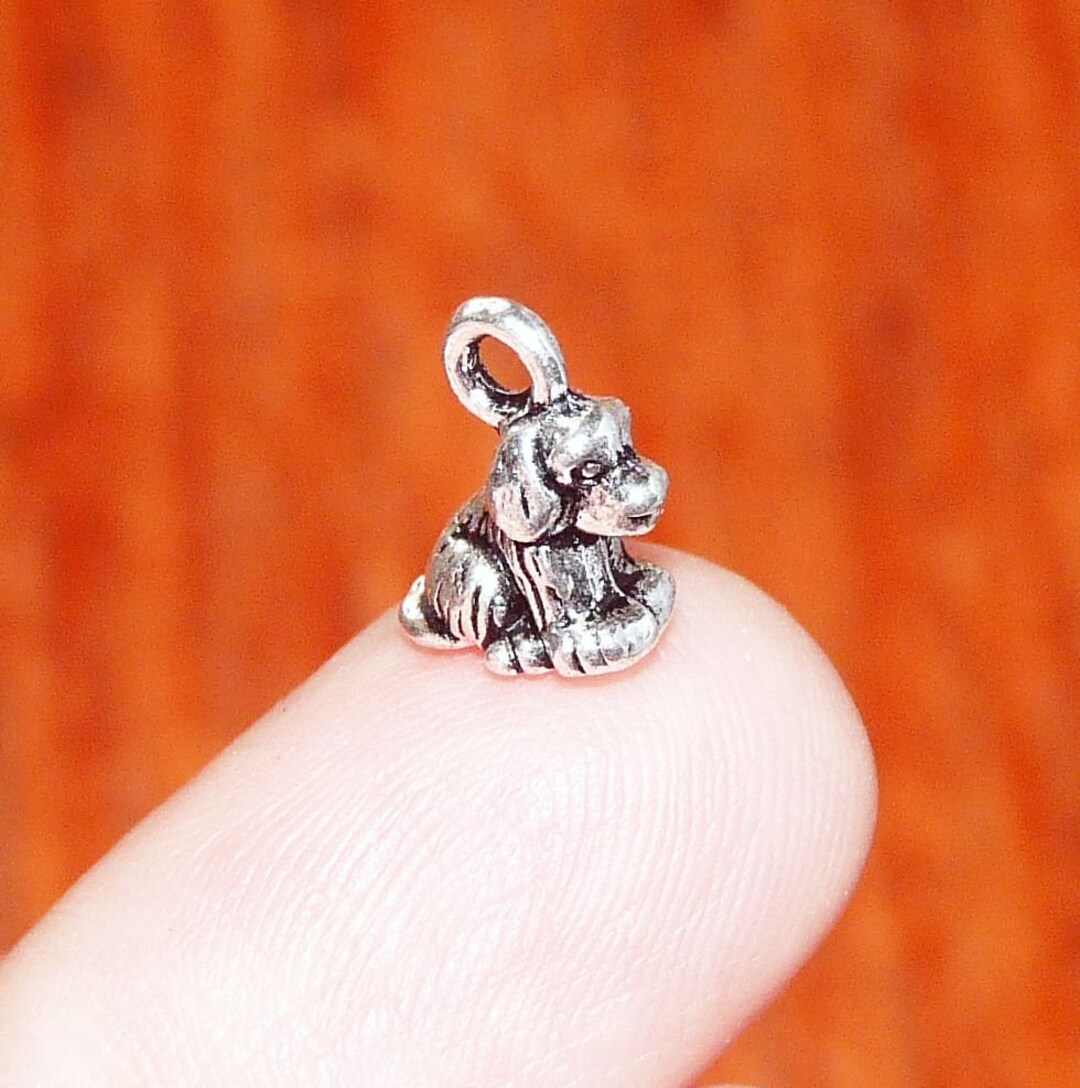 5/10x Spaniel Dog Charms, Antique Silver Tone Small Puppy Pendants U138 ...