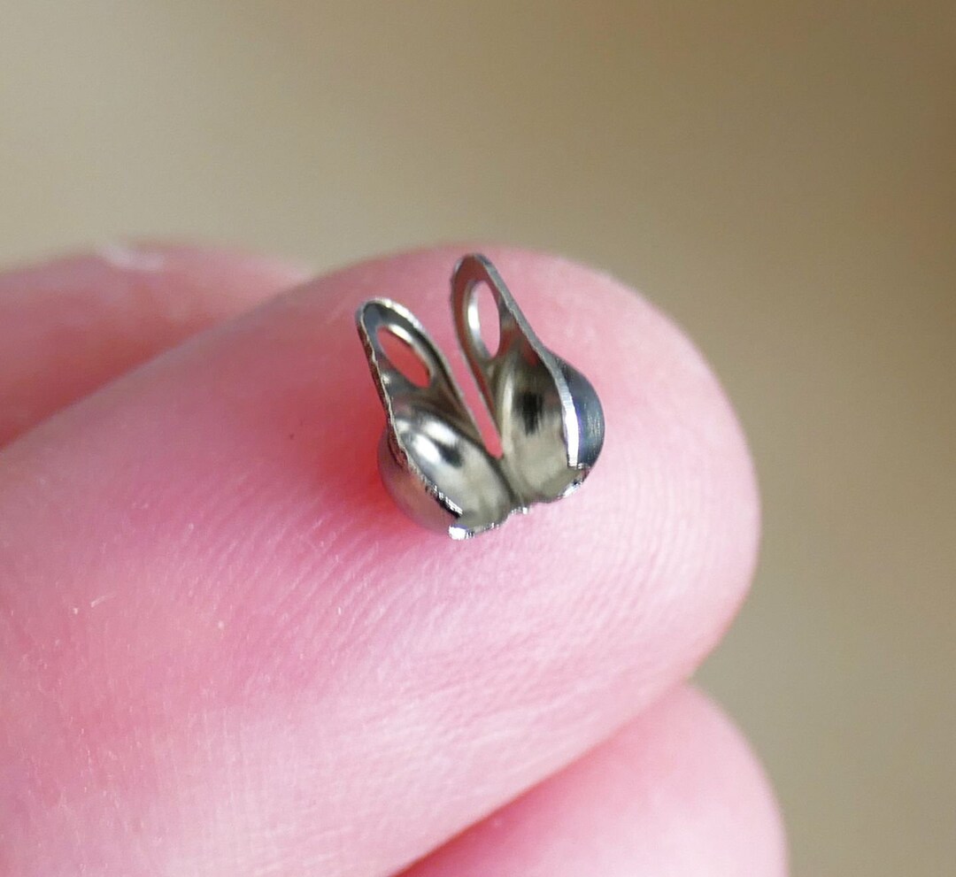10x Calottes End Crimp Stainless Steel Clamshell Tip Ends With Closed ...