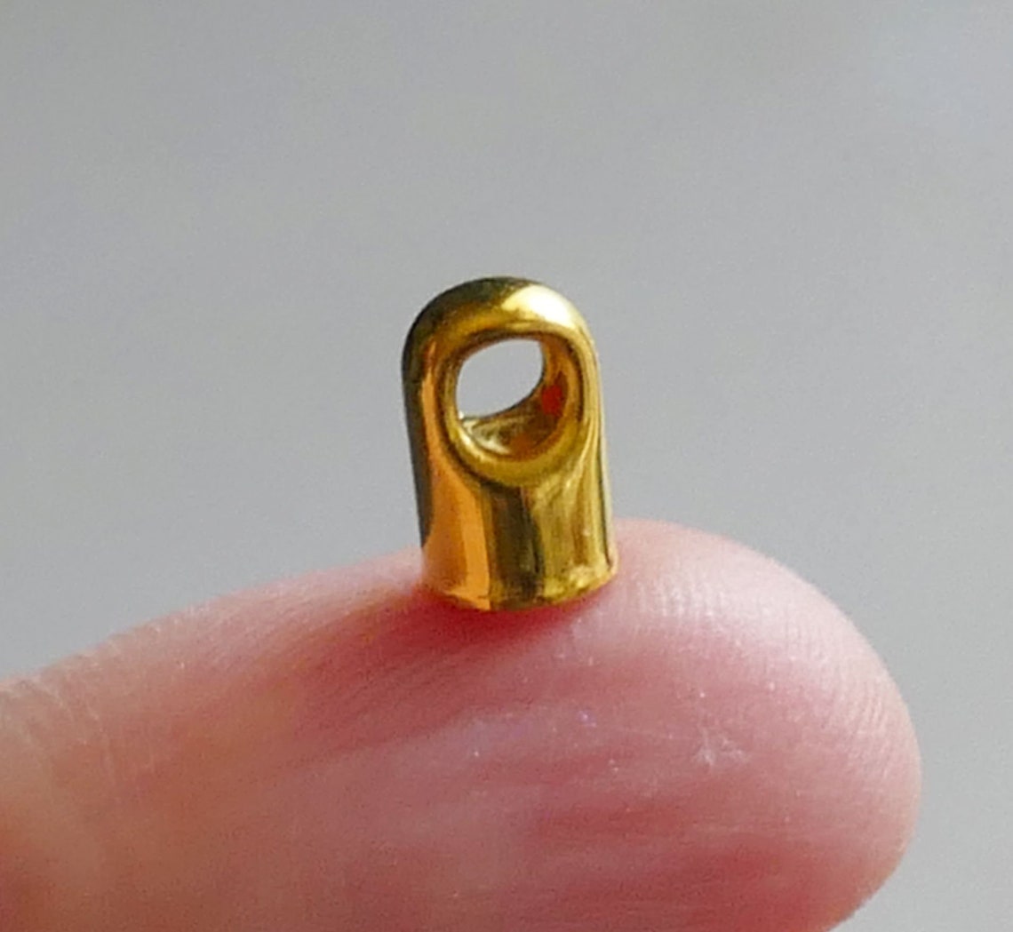 20/50x Round Leather Cord/chain End Caps, Fit 4mm Gold Tone Bead ...