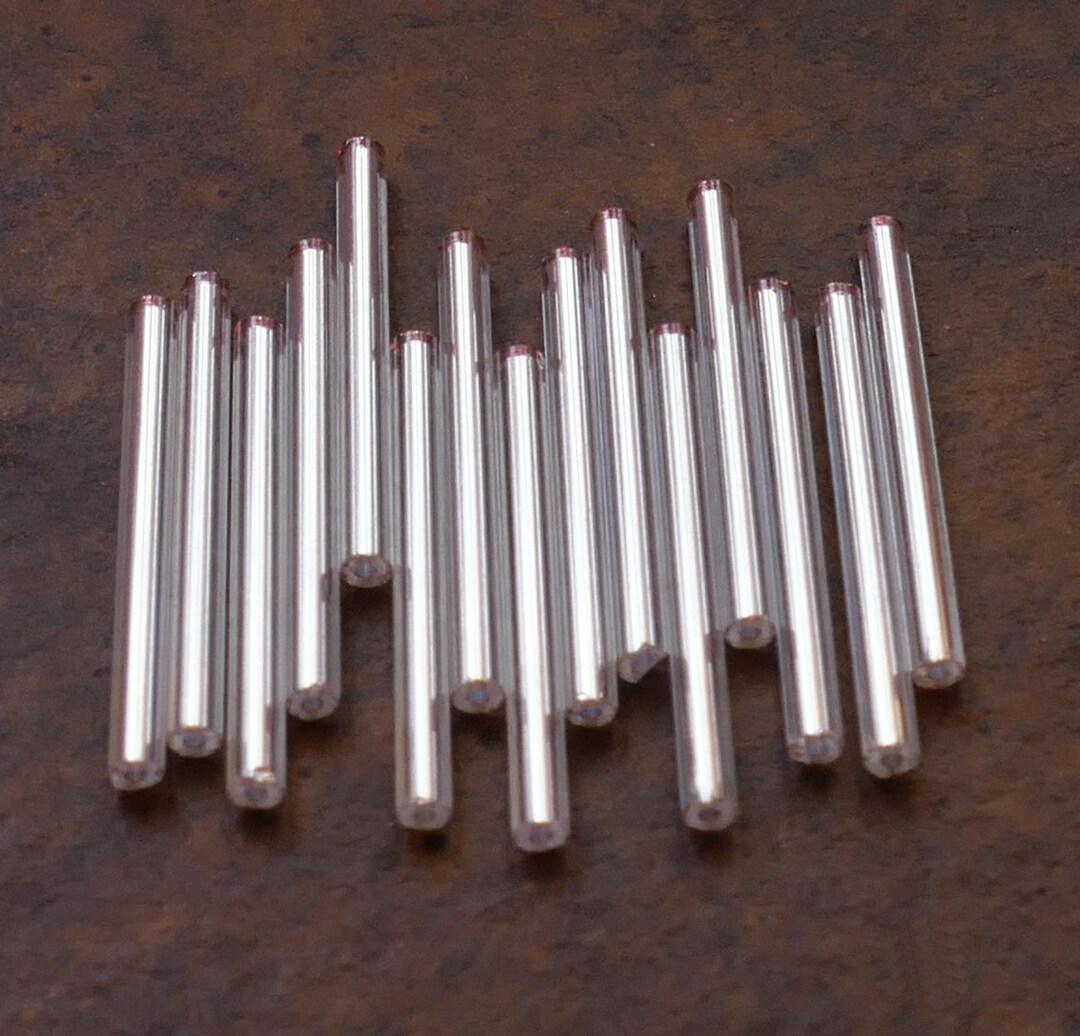 50x Long Silver Lined Tube Glass Bugle Beads 30mm Spacer Beads F199 - Etsy