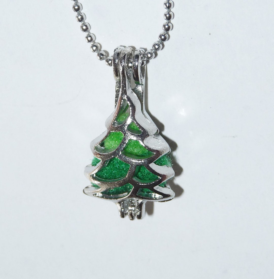 Pine Tree Christmas Locket Pendant Ball Chain Necklace U119 - Etsy