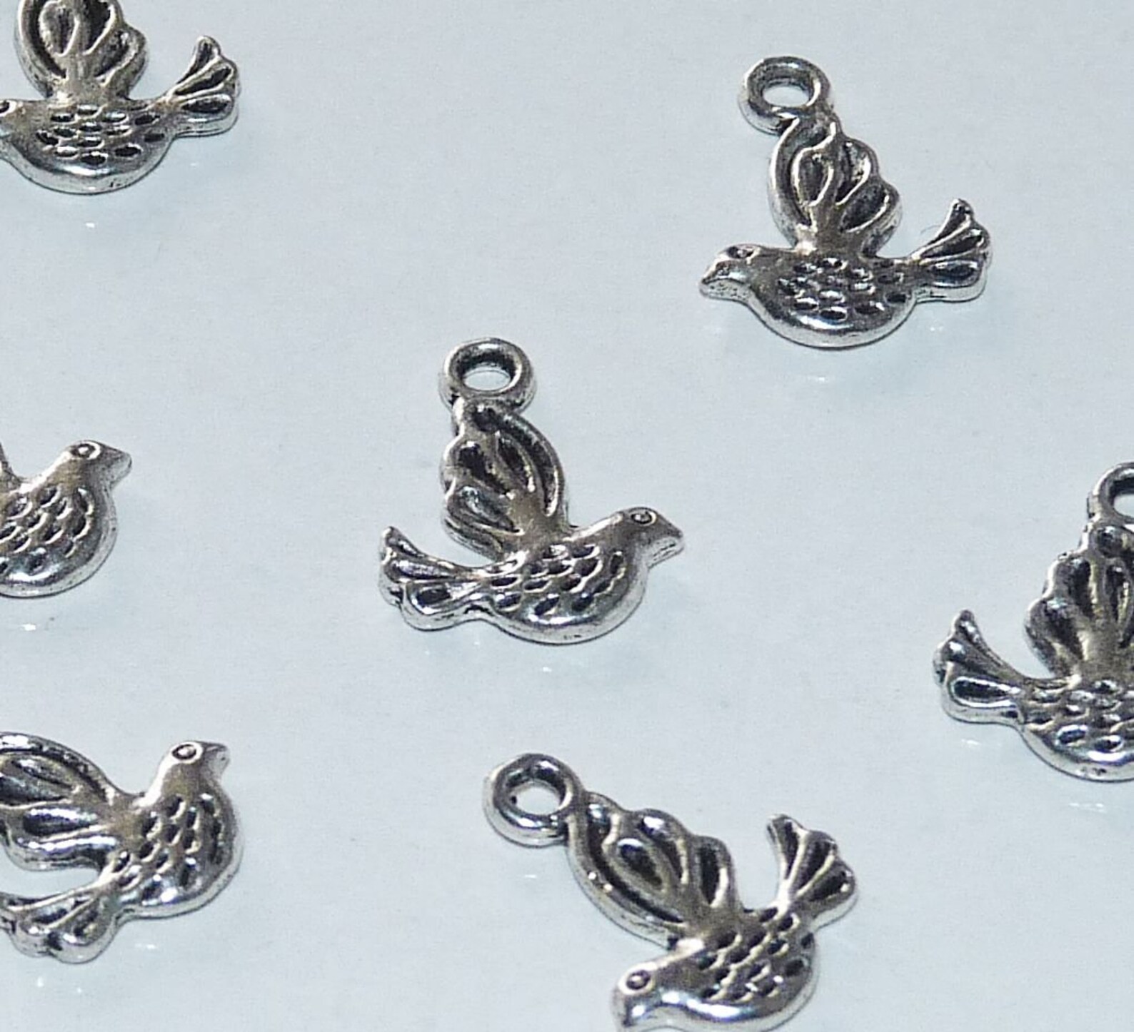 5/10 Bird Charm Dove Charms Tiny Bird of Peace Charm Charms - Etsy