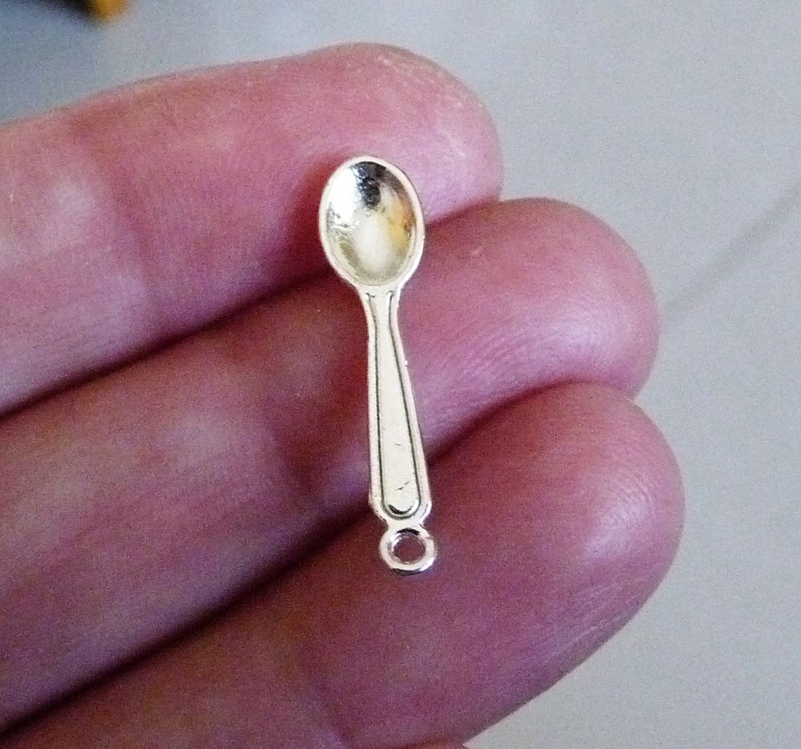 5/10x Miniature Silver Spoon 3D Charm Silver Plated Spoon | Etsy