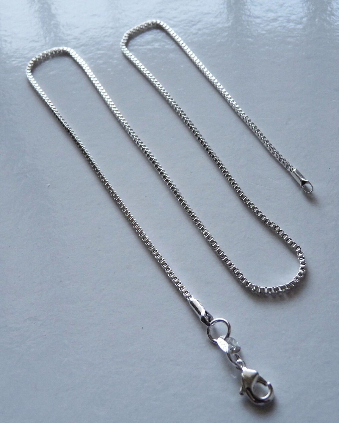 1/3x 925 Silver Plated 1.5mm Fine Box Chain Necklace 24 | Etsy