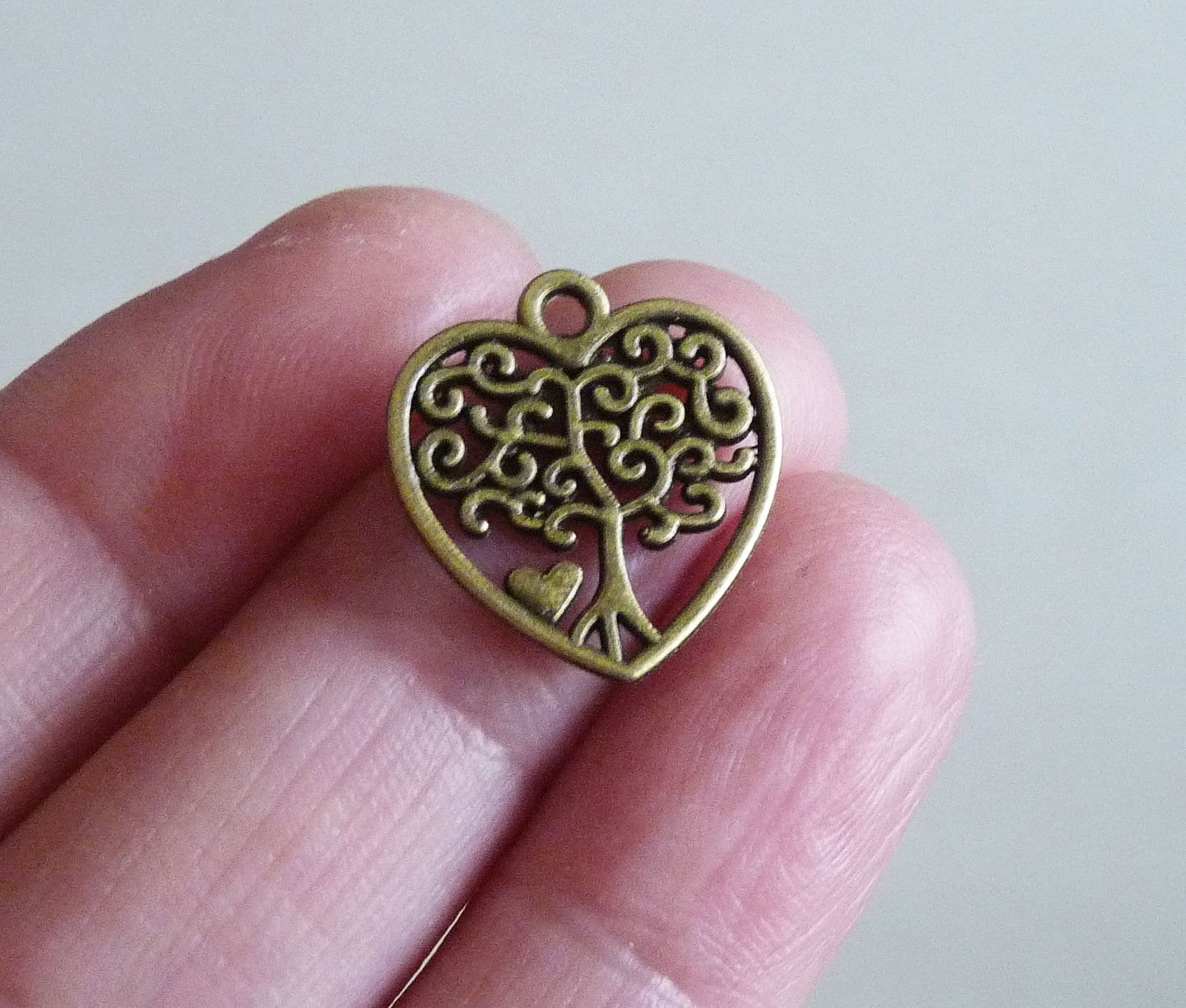 4/8x Heart Tree Charms, Tree of Life Necklace Pendants, Bronze Tone ...