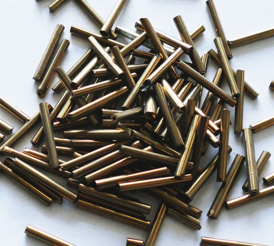50x Long Dark Gold Glass Bugle Beads, 20mm Tube Spacer Beads D077 - Etsy