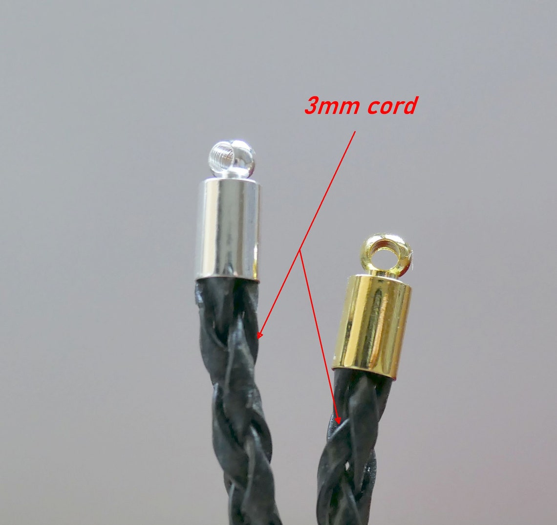 10x Round Leather Cord End Caps Bead Stoppers, Gold/silver 3mm Cord Tip ...