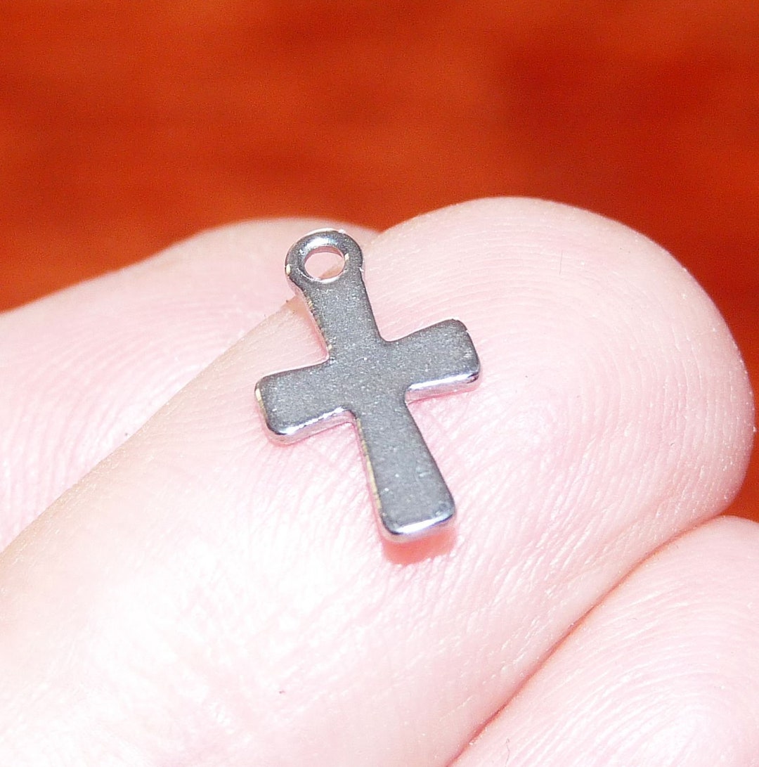 5/10x Stainless Steel Small Cross Charms, Tiny Cross Pendants - Etsy
