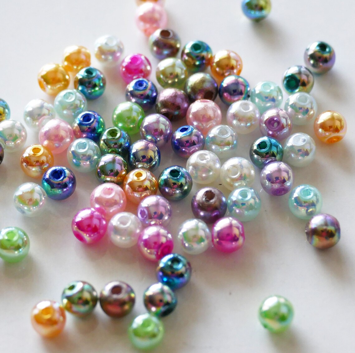 50/100x Colorful Round 6mm AB Plated Acrylic Beads Metallic - Etsy