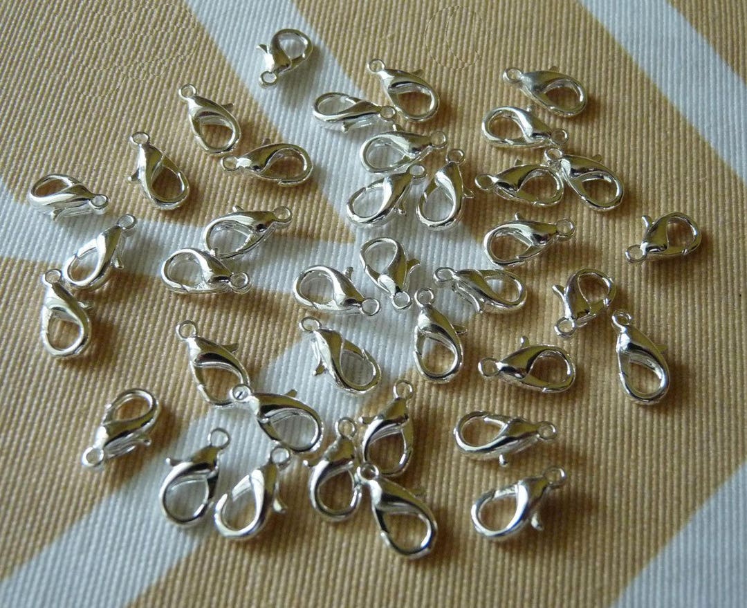 20/50x Small Silver Lobster Clasps, 10mm Silver Plated Lobster Claw ...