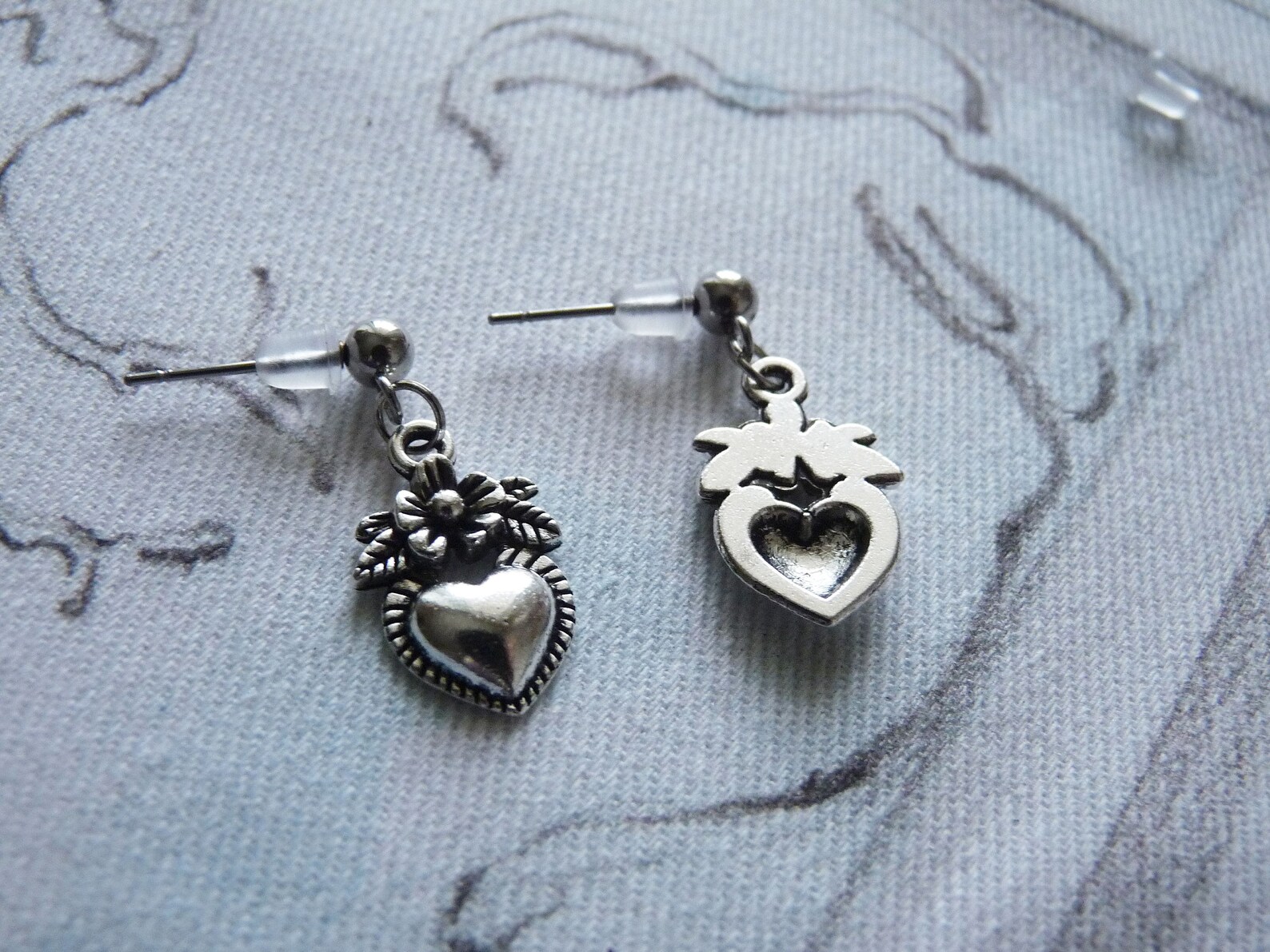 Heart Earrings Heart Shaped Earring Heart Charm Earrings - Etsy