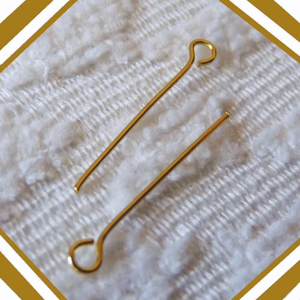 20x Stainless Steel Gold Eye Pins, 30mm/40mm/50mm Eye Head 21 Gauge ...