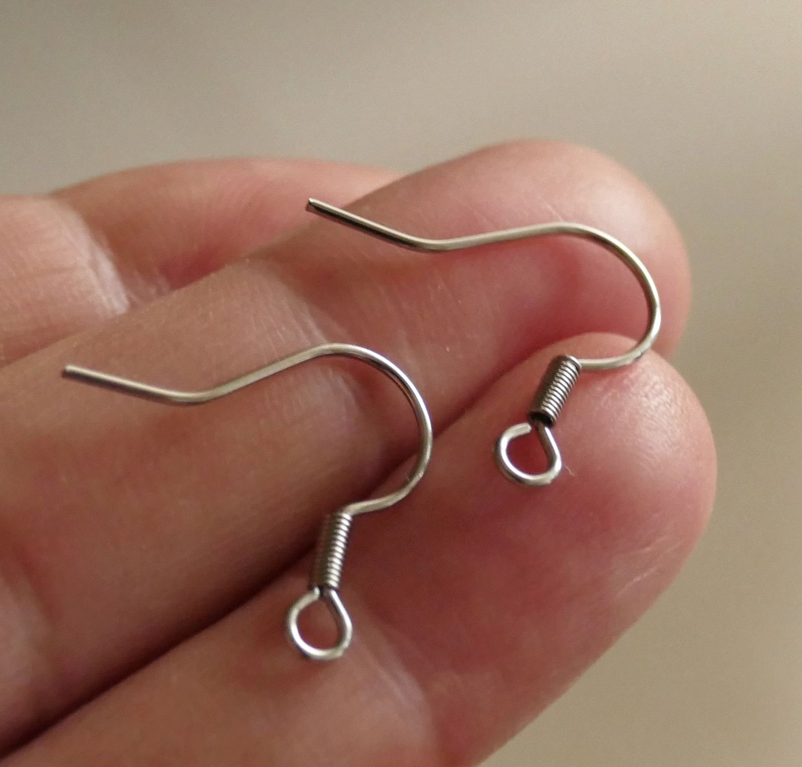 20/50x Stainless Steel Coil Earring Hooks Silver Tone - Etsy