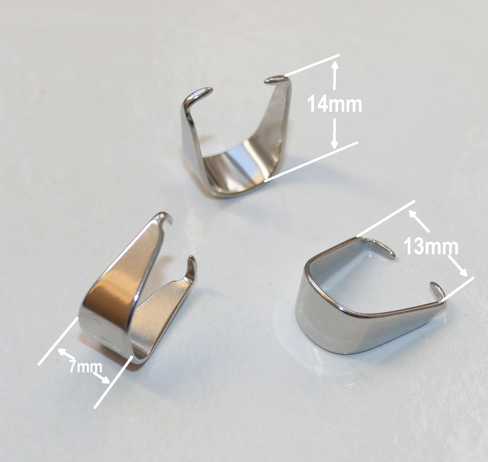 4x Stainless Steel Large Pinch Clip Bail, No Fade Silver Tone 14mm ...