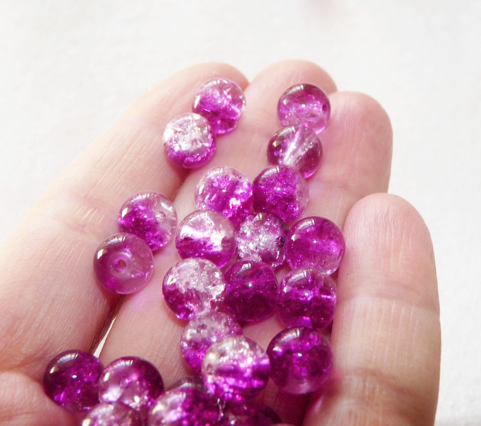 20x Purple Crackle Round Marble 8mm Glass Beads, Purple Crackled Glass ...