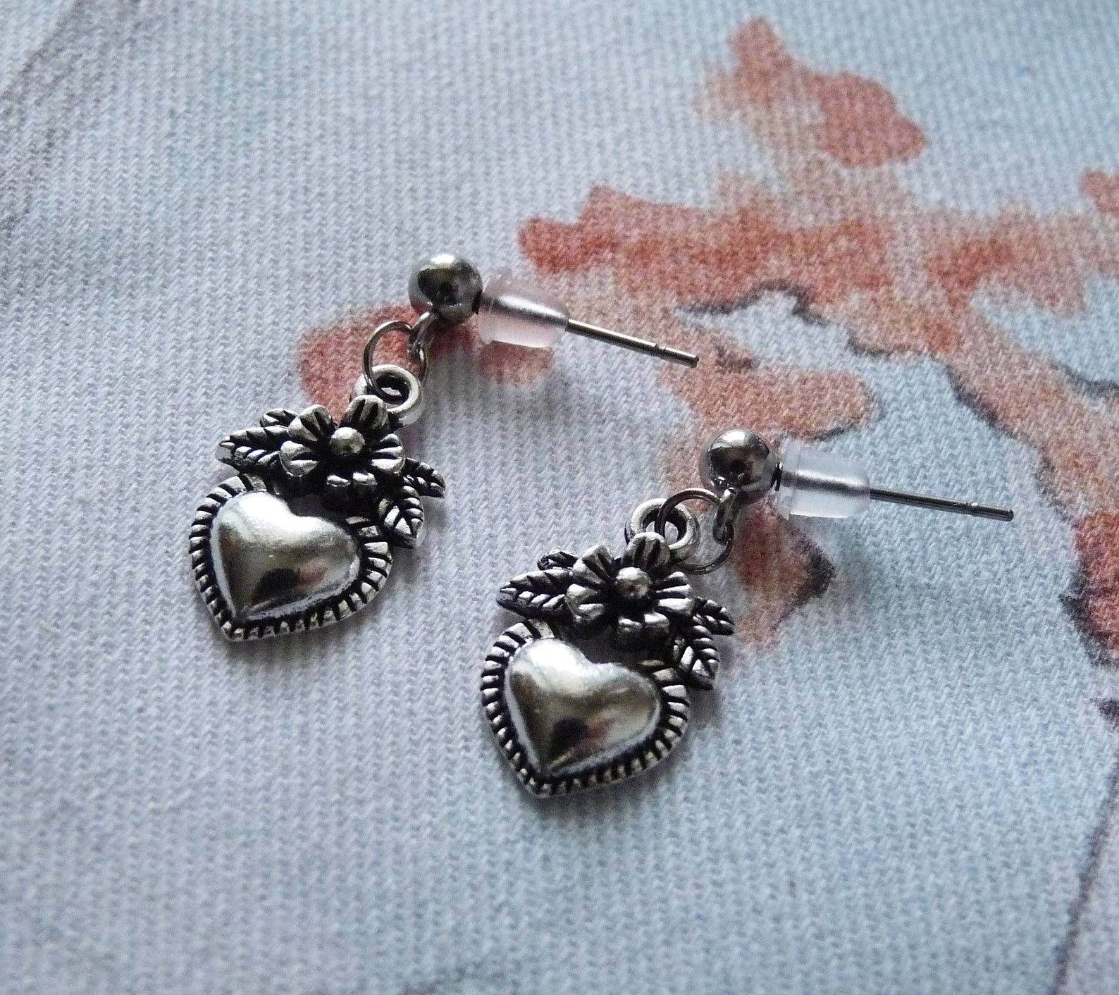 Heart Earrings Heart Shaped Earring Heart Charm Earrings - Etsy