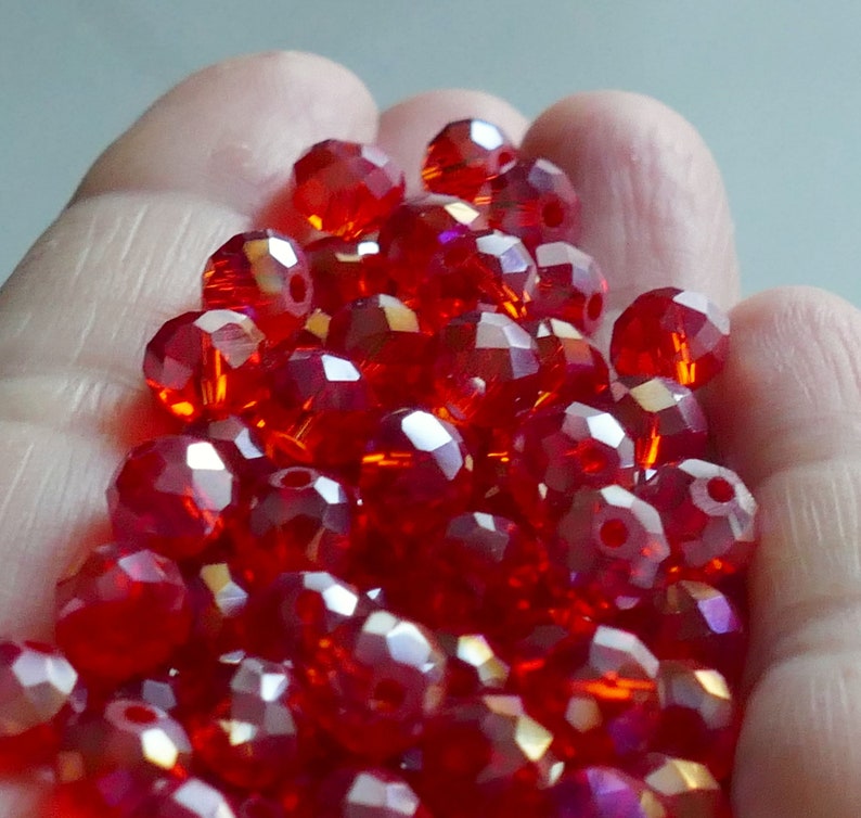 24x Red AB Glass Crystal Beads 6mm X 8mm Rondelle Translucent | Etsy