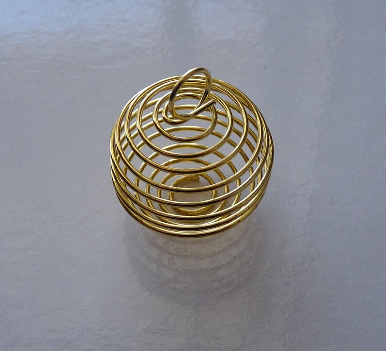 4x Gold Plated Large Bead Cage 25x30mm Pearl Cage Pendants, Spring Wire ...