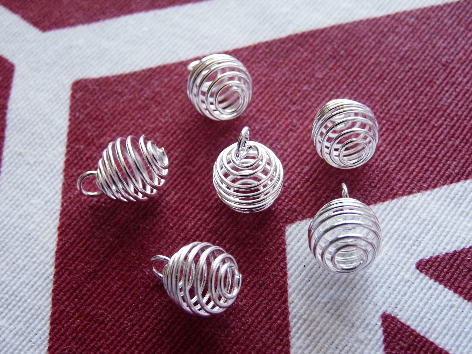 50x Bulk Pearl Bead Cages, 9x12mm Silver Plated Wire Spiral Pearl ...