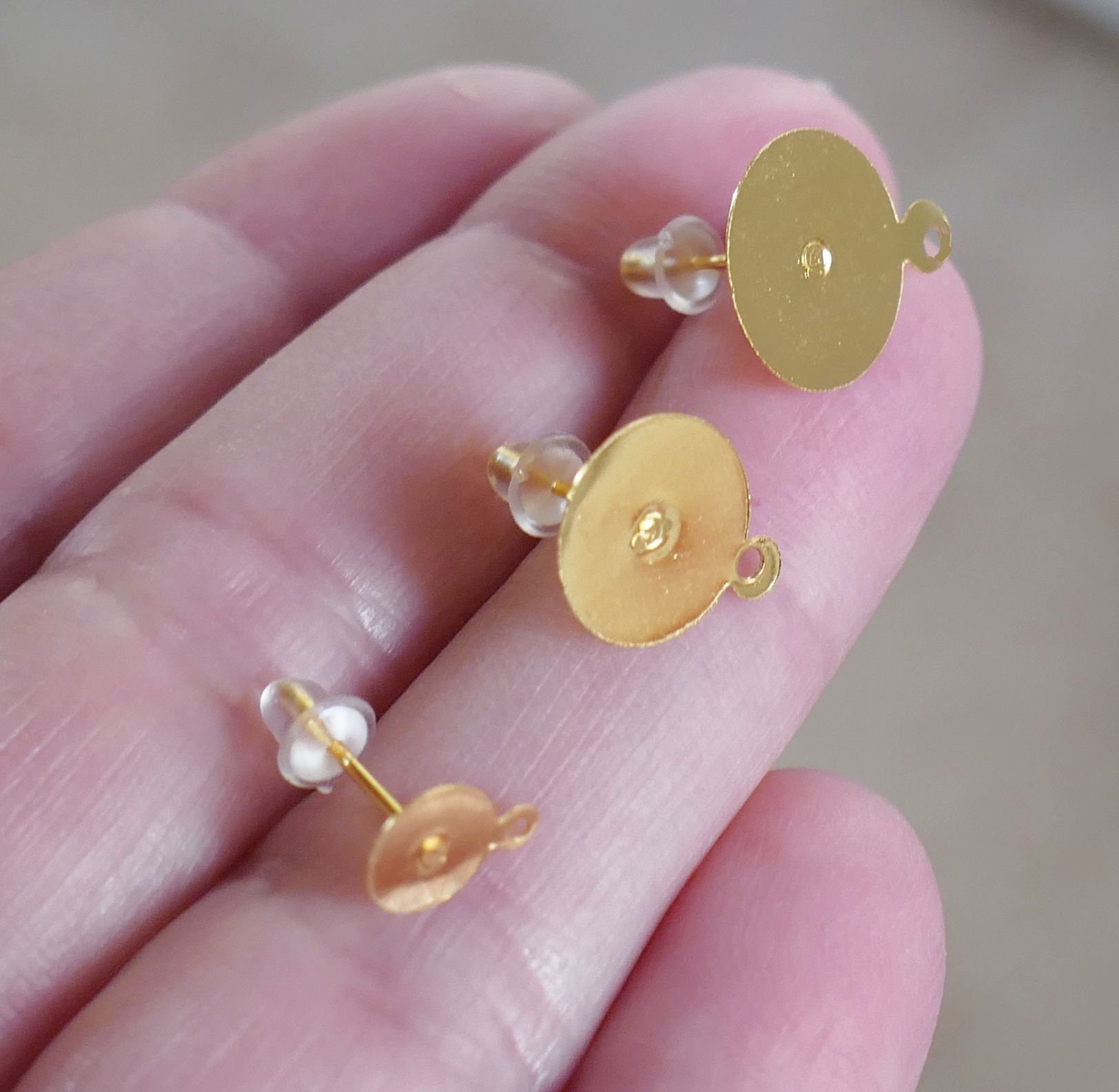30x Gold Color Flat Back Blank Earring Studs with Loop | Etsy