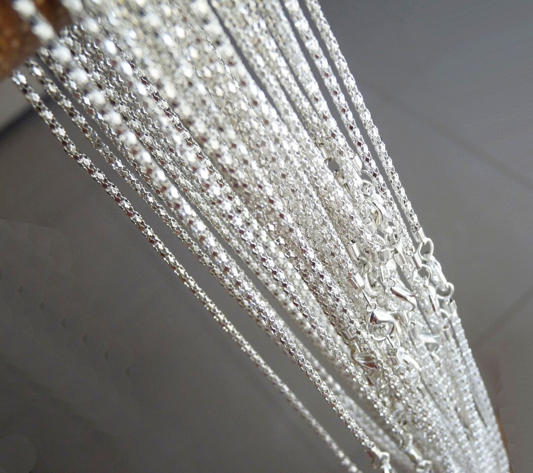 1/3x Hollow Mesh Round 2mm Necklace Chain With Lobster Clasp, 19 Inch ...