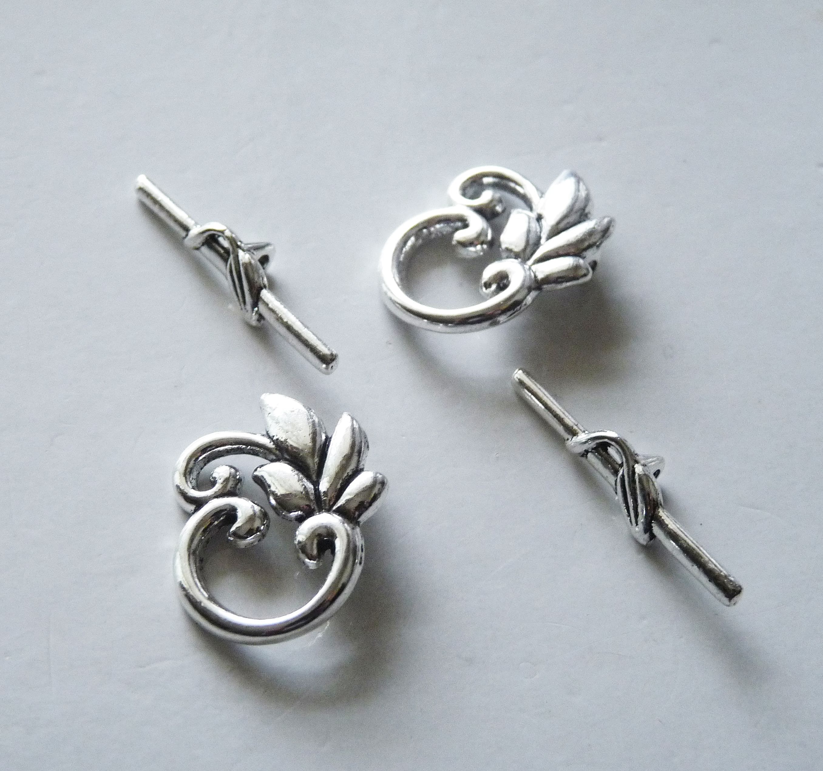 Flower Toggle Clasps Antique Silver Leaf Toggle Clasp for - Etsy