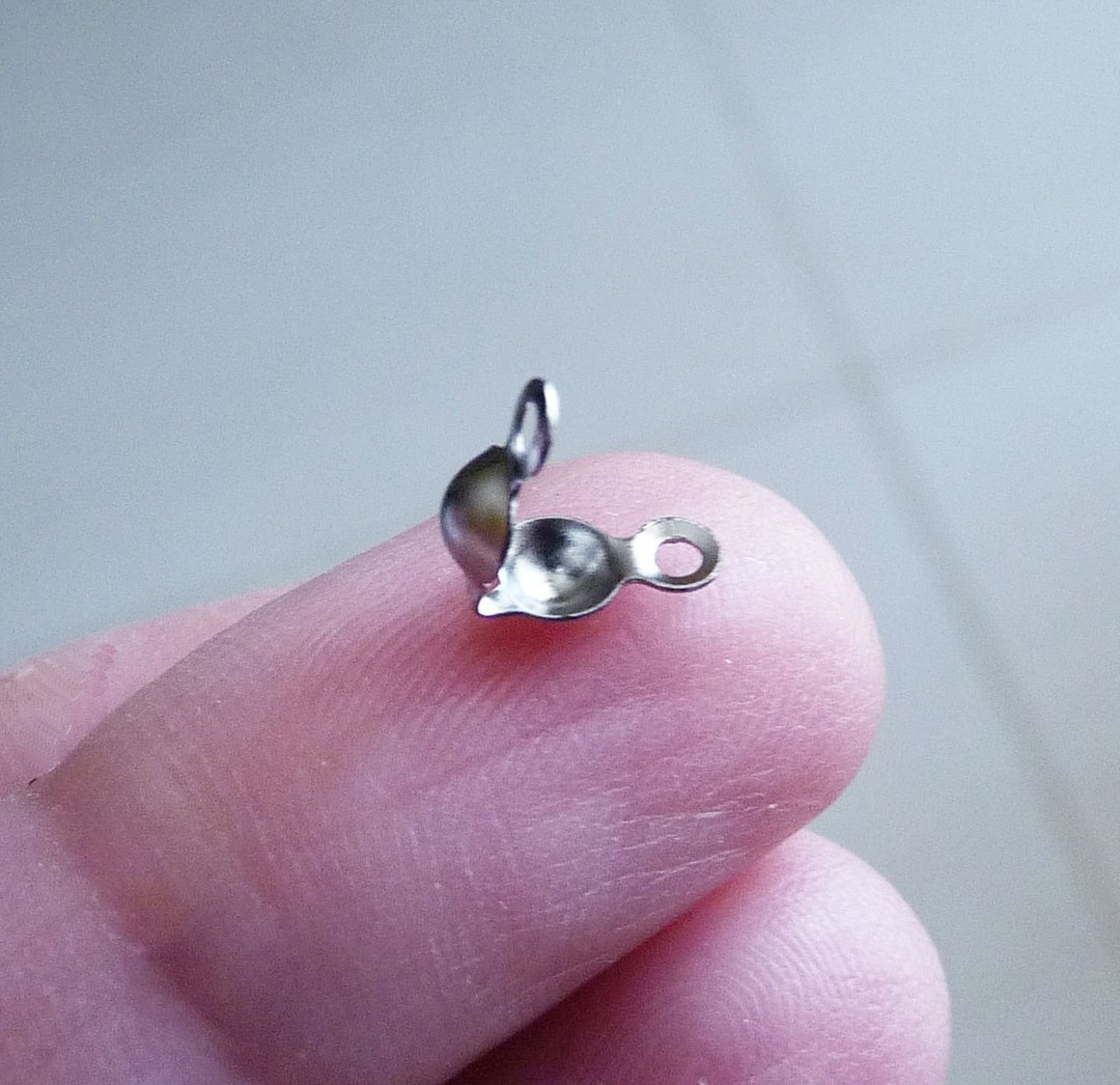 20 Stainless Steel Calottes End Crimp Beads, Clamshell Tips With Closed ...