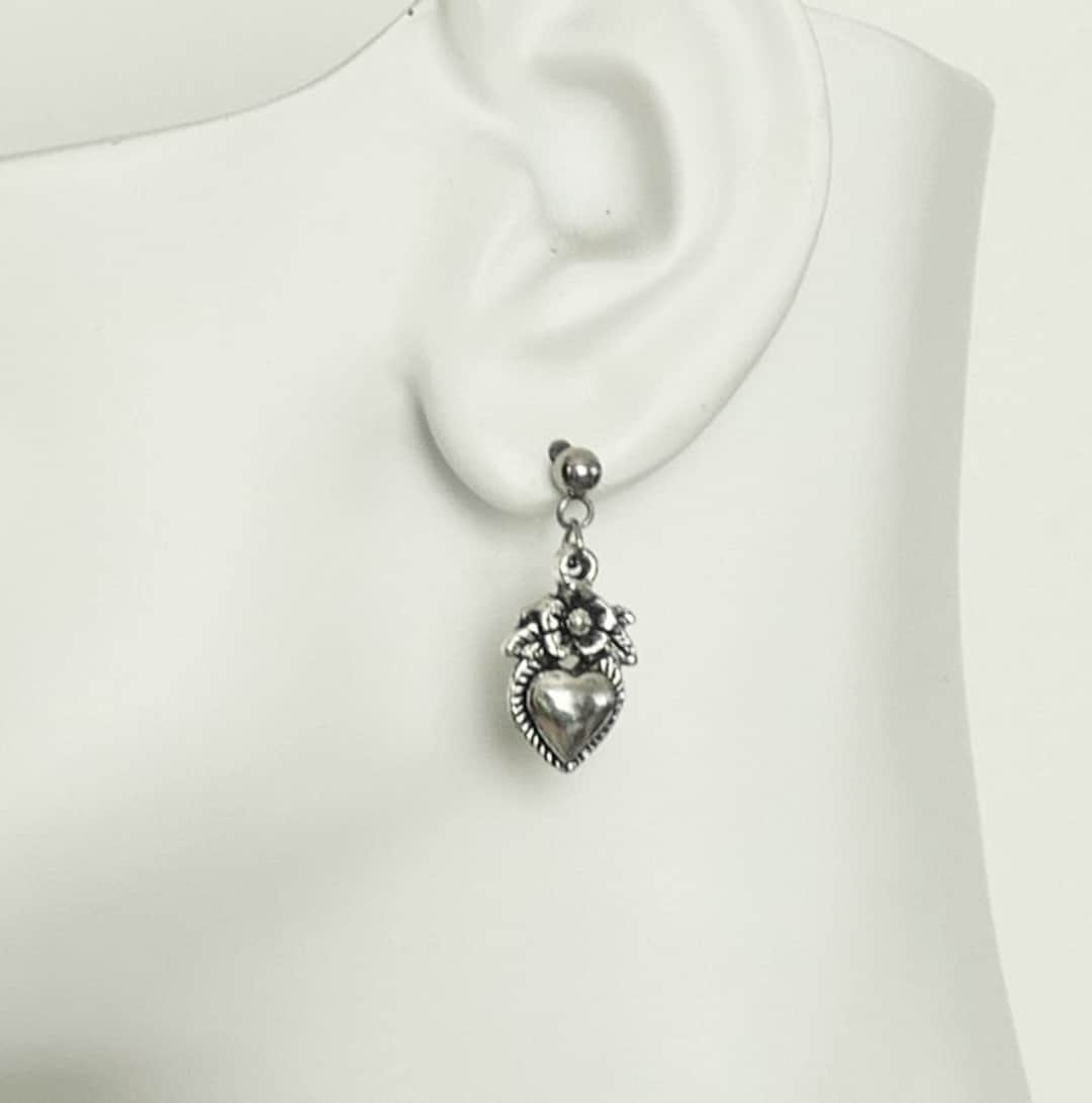 Heart Earrings, Heart Shaped Earring, Heart Charm Earrings, Heart With ...