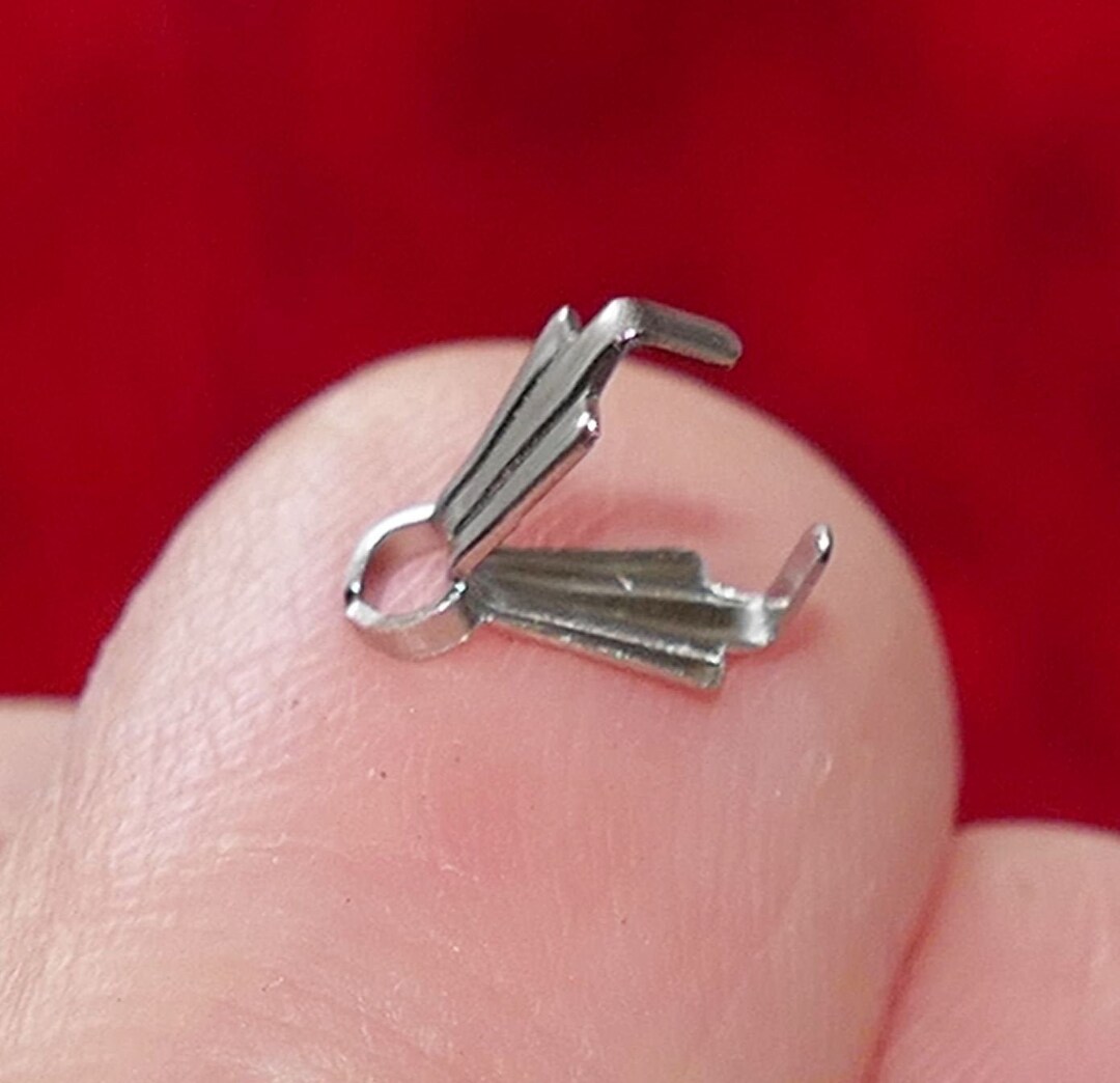 20x Stainless Steel Pinch Clip Bail Earring Connectors 8mm X 3mm Silver ...