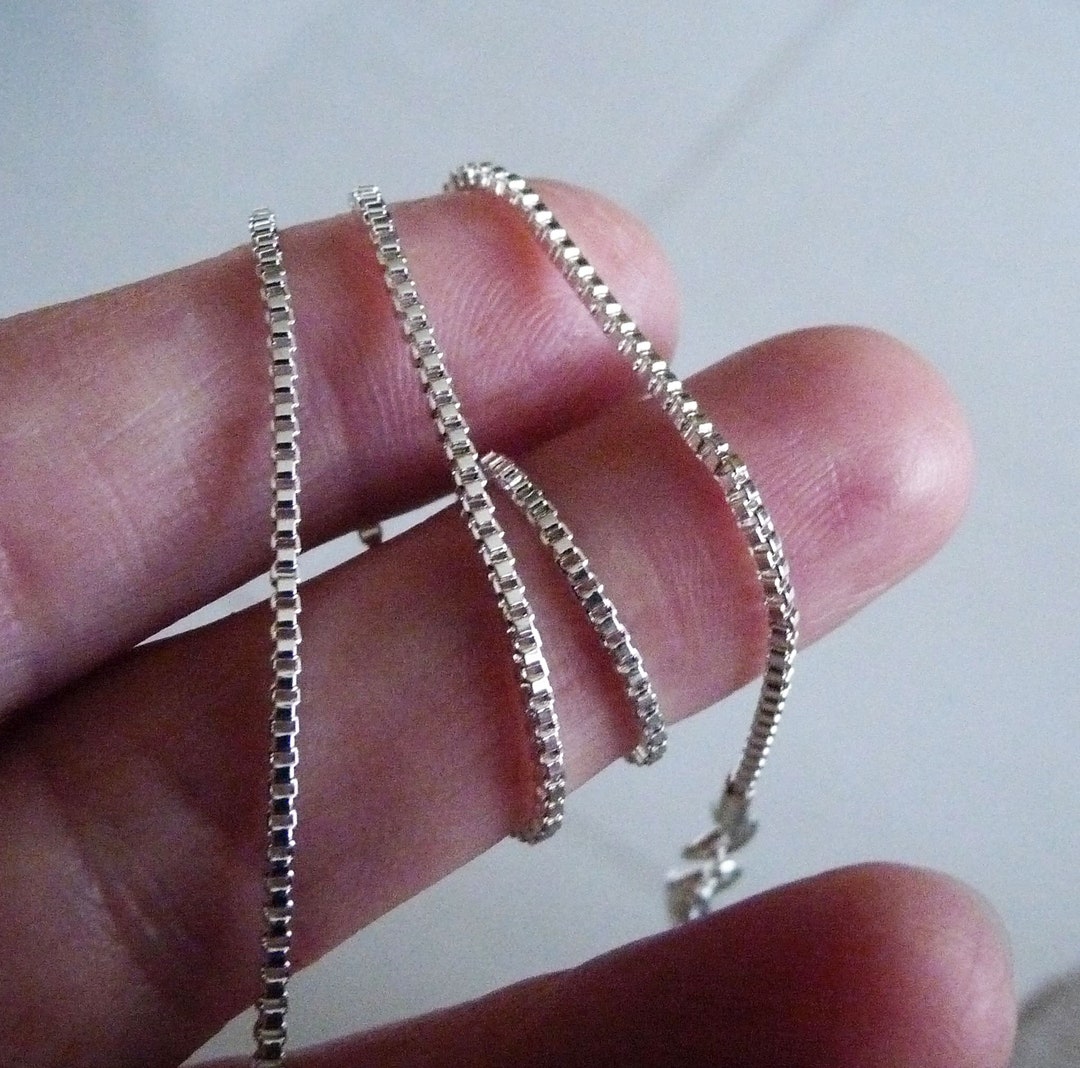 1/3x 925 Silver Plated 1.5mm Fine Box Chain Necklace, 24" Silver Plated ...
