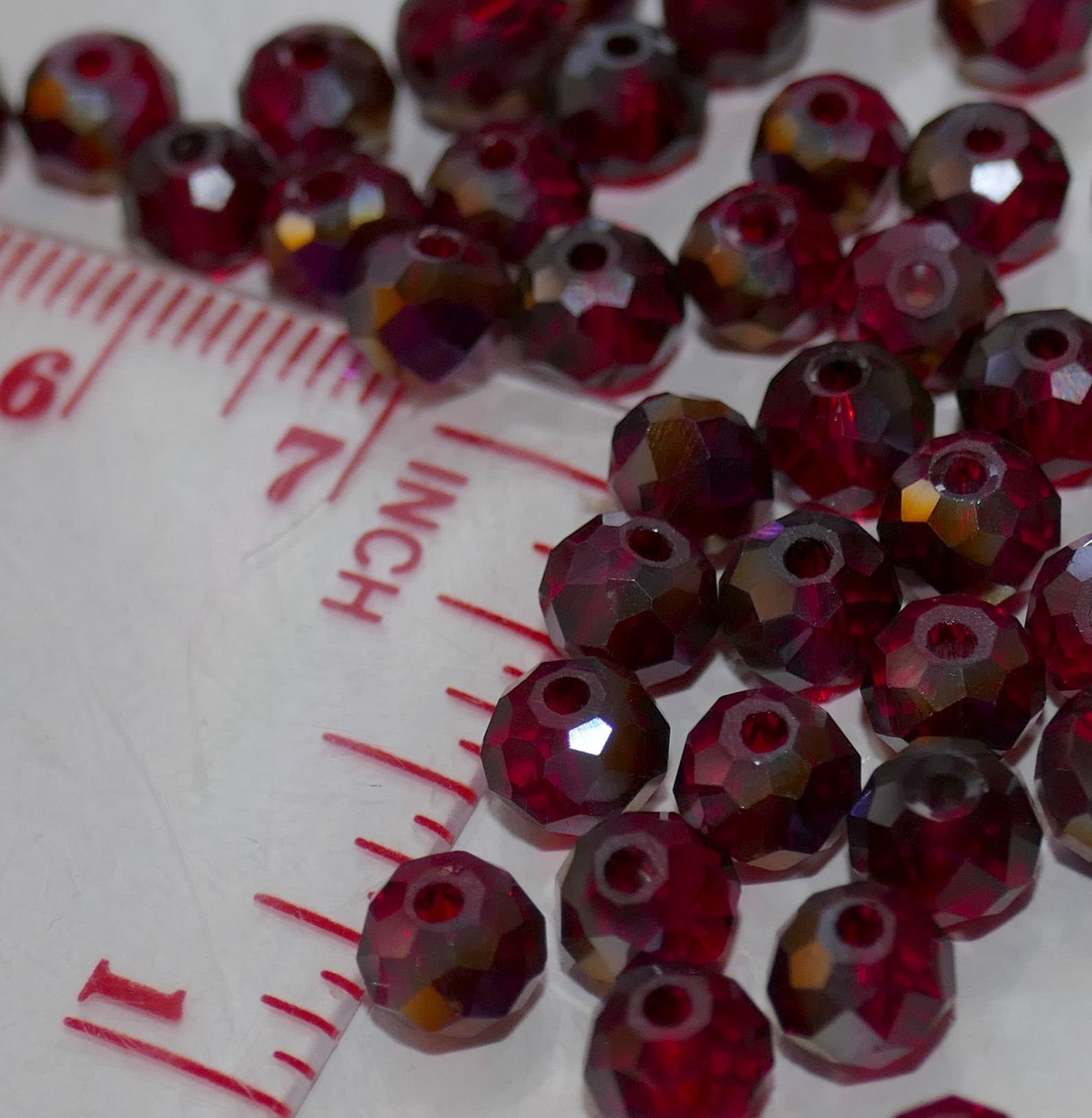 24/48x Wine Red AB 6mm X 4mm/3mm X 4mm Rondelle Crystal Glass Beads ...