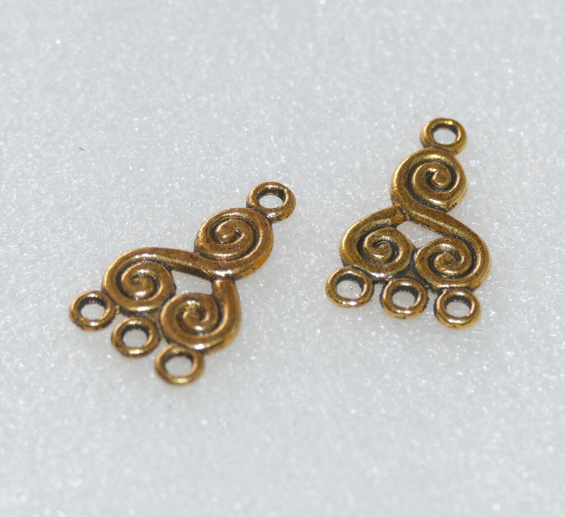 4x Spiral Earring Connector 3 Hole Swirl Chandelier Earring - Etsy