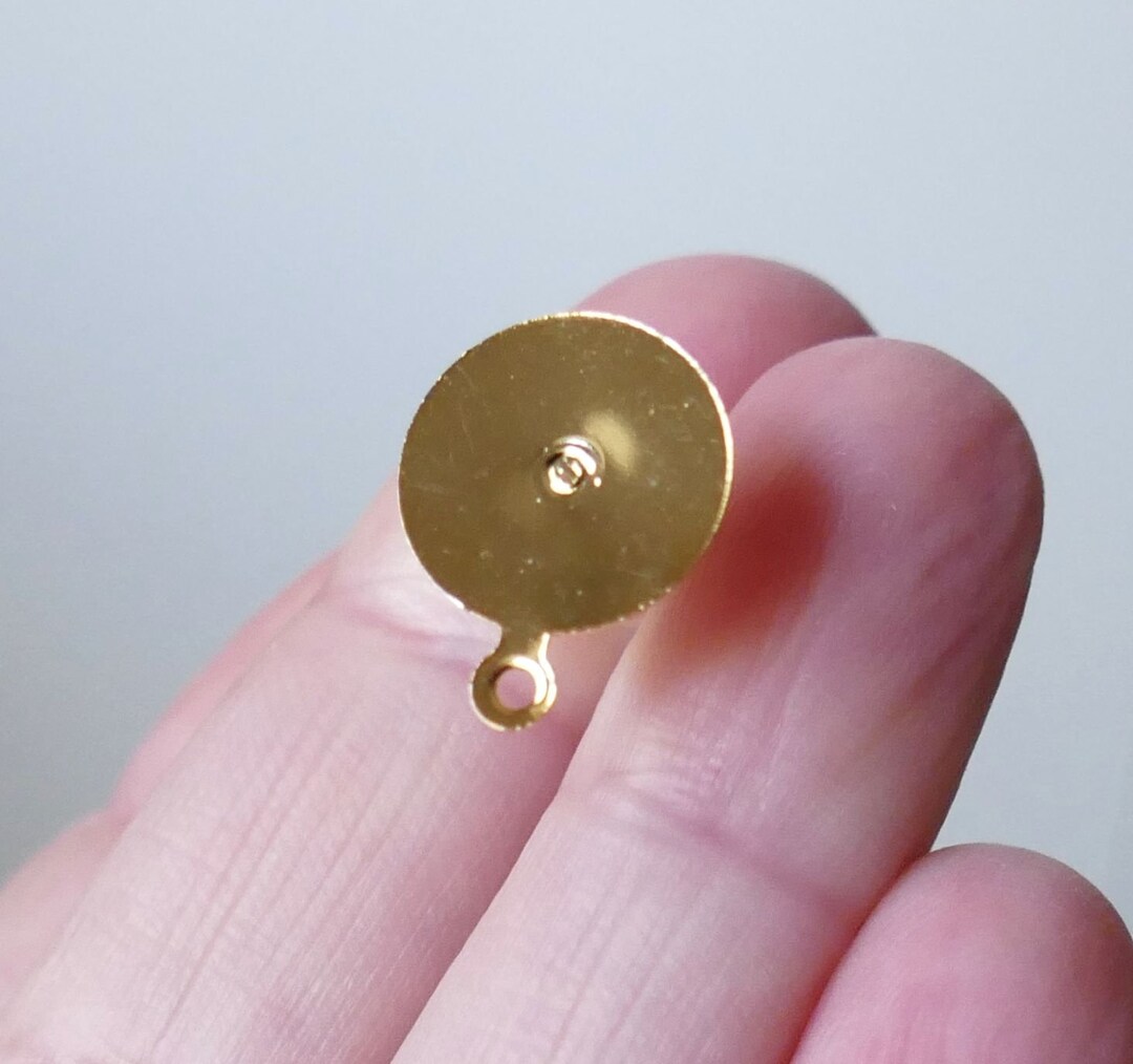 10x Gold Earring Studs With Loop Stainless Steel 4mm/6mm/8mm/10mm/12mm ...