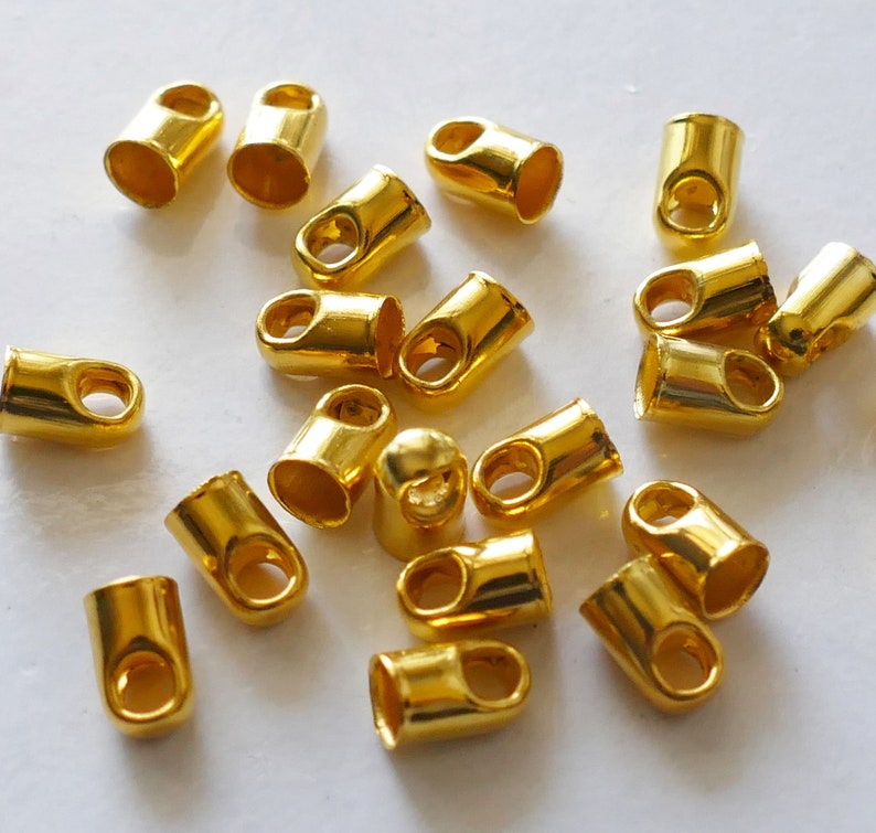20/50x Round Leather Cord/chain End Caps, Fit 4mm Gold Tone Bead ...