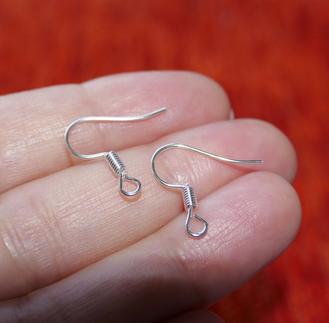 20/50x French Coil Earring Hooks, Silver/bronze Tone Spring Ear Wires ...