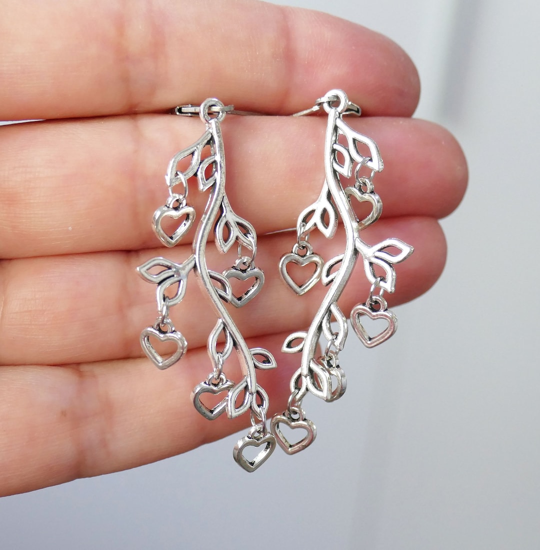 Heart Branch Leaf Stainless Steel Lever Back Earrings, Free Shipping ...