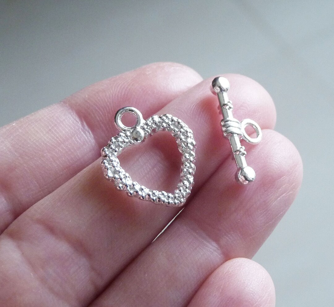 3x Heart Toggle Clasps, Silver Tone Jewelry Fasteners C255 - Etsy