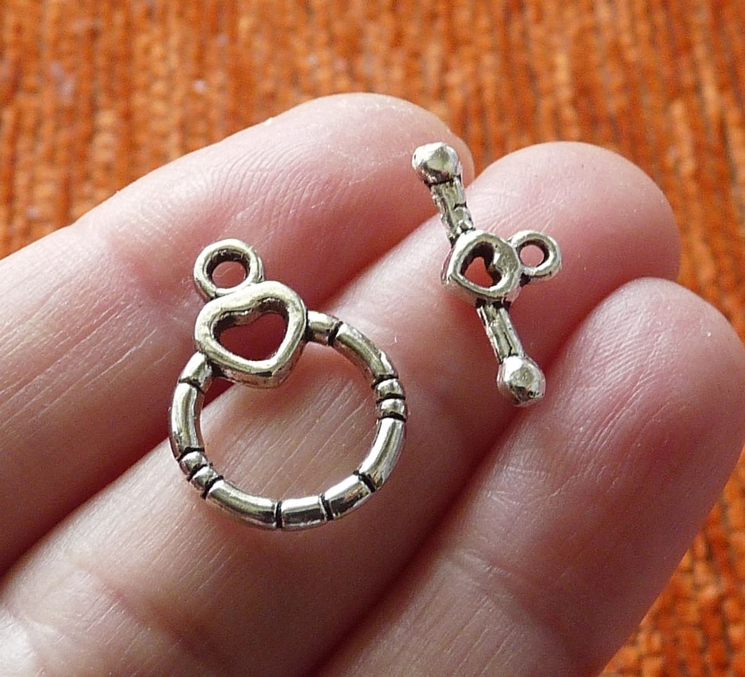 1/5x Heart Toggle Clasp, Silver Tone Jewelry Fasteners C264 - Etsy