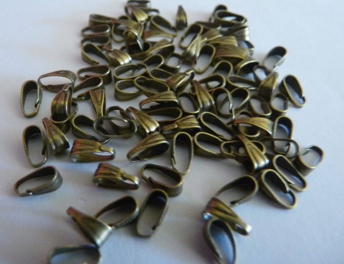 20/50/100x Pinch Sliders Snap on Bails, 7mm Charm Clips, Antique Bronze ...