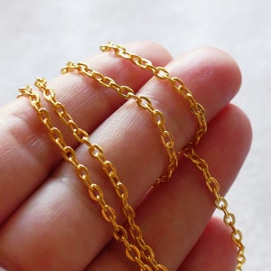 1M Gold Plated Cable Oval Open Link Chain, 3x4mm Link Unfinished Chain ...
