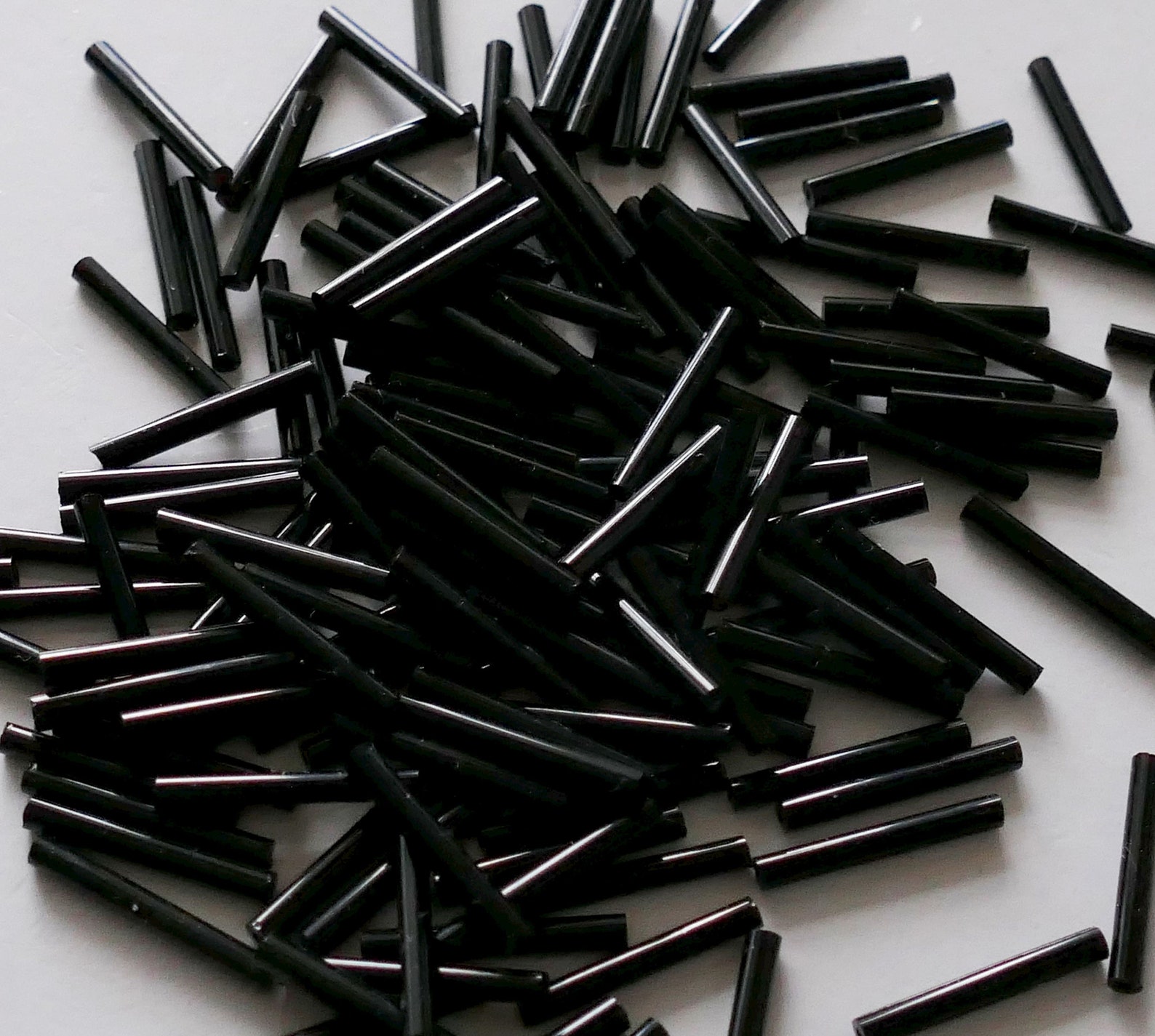 50x Long Tube Black Glass Bugle Beads 20mm Spacer Beads D006 - Etsy