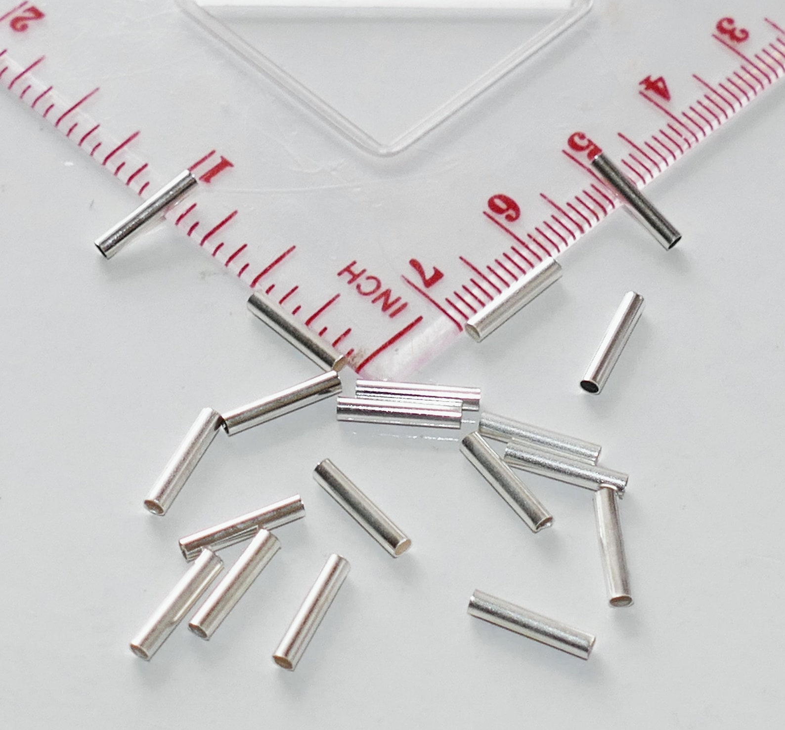 20x Silver Tube Beads, Silver Plated Tube Noodle Beads, 10/15/20/25 ...