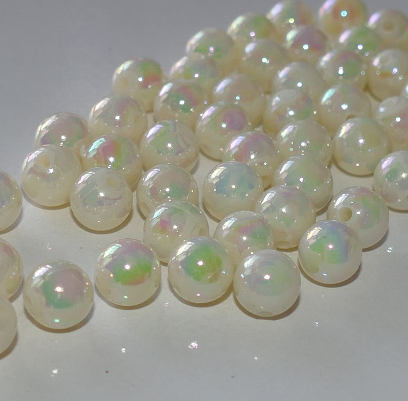 50/30x Round 6mm / 8mm Cream AB Acrylic Pearl Beads Rainbow - Etsy