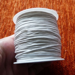 5/10y White Waxed Cotton Cord, 1mm Wide Lace String Rope, Beading ...