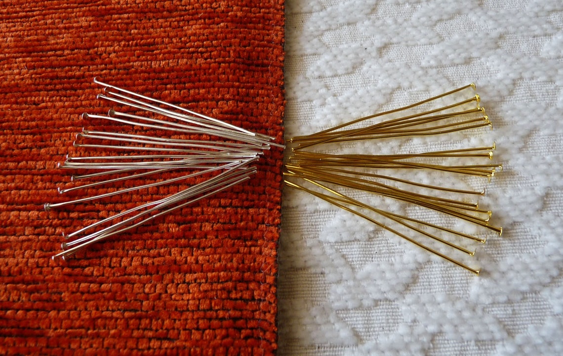 20/50x Flat Head Pins 50mm Gold Silver Plated Flat Head Pins - Etsy