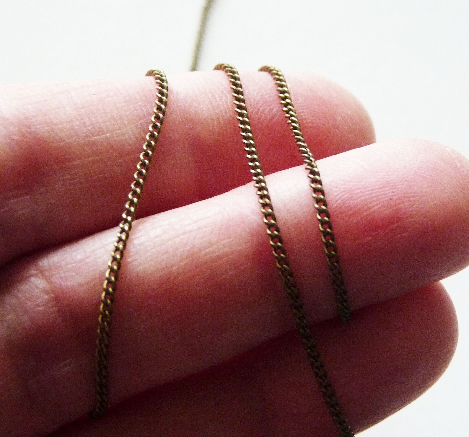 5 Yard Bronze Chain, Antique Brass Curb Chain, 1.5mm Link Chain, Closed ...