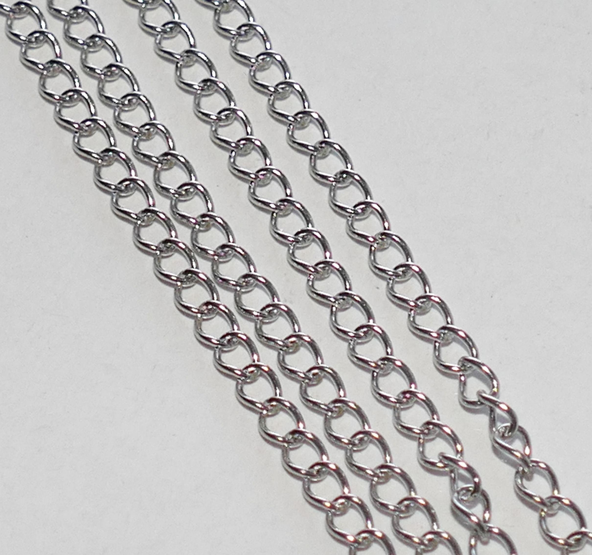 3.3 Feet Stainless Steel Curb Closed Link Chain, 1M Silver Tone ...