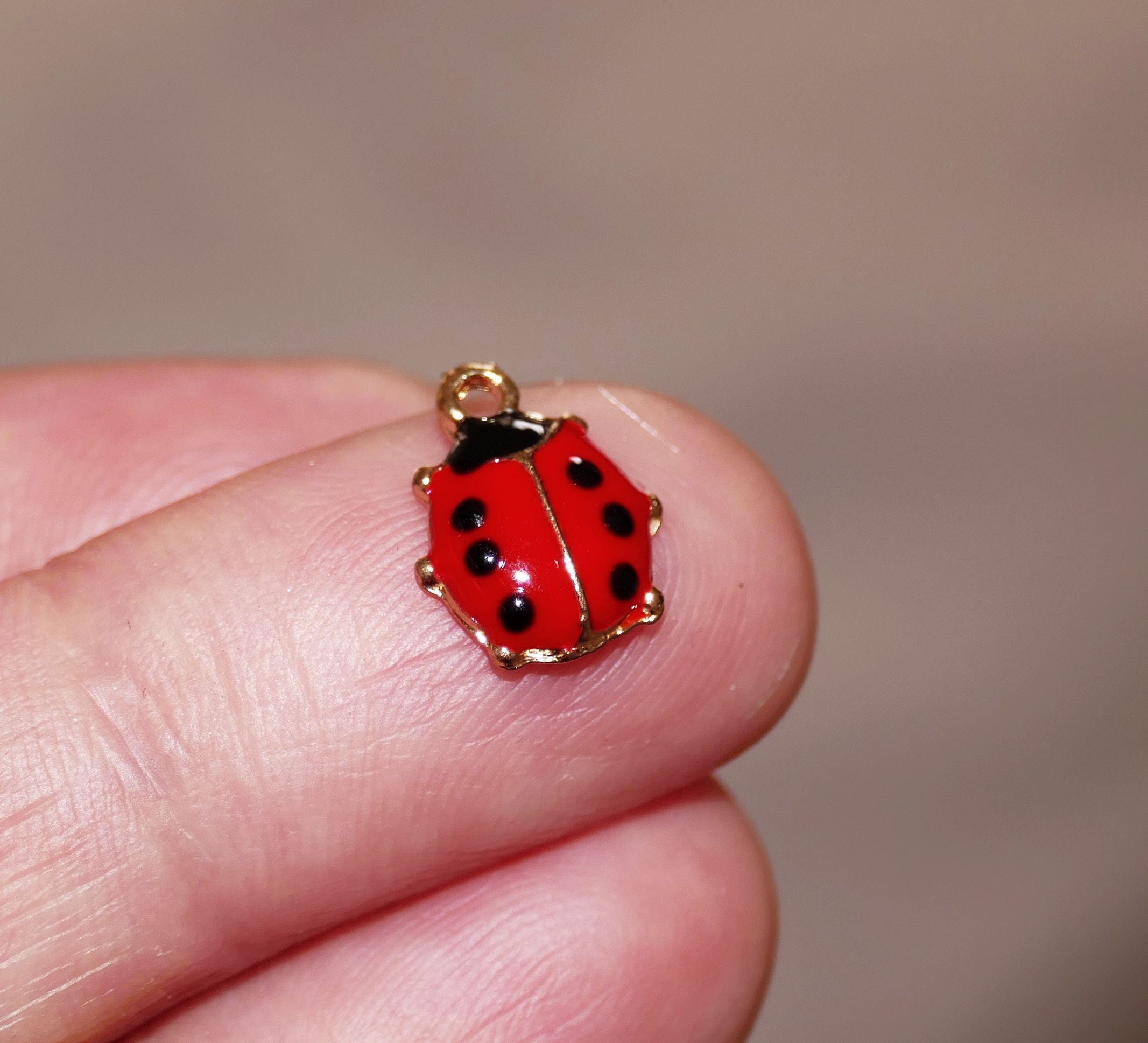 4x Ladybug Enamel Small Charms for Bracelet Gold Tone Retro - Etsy