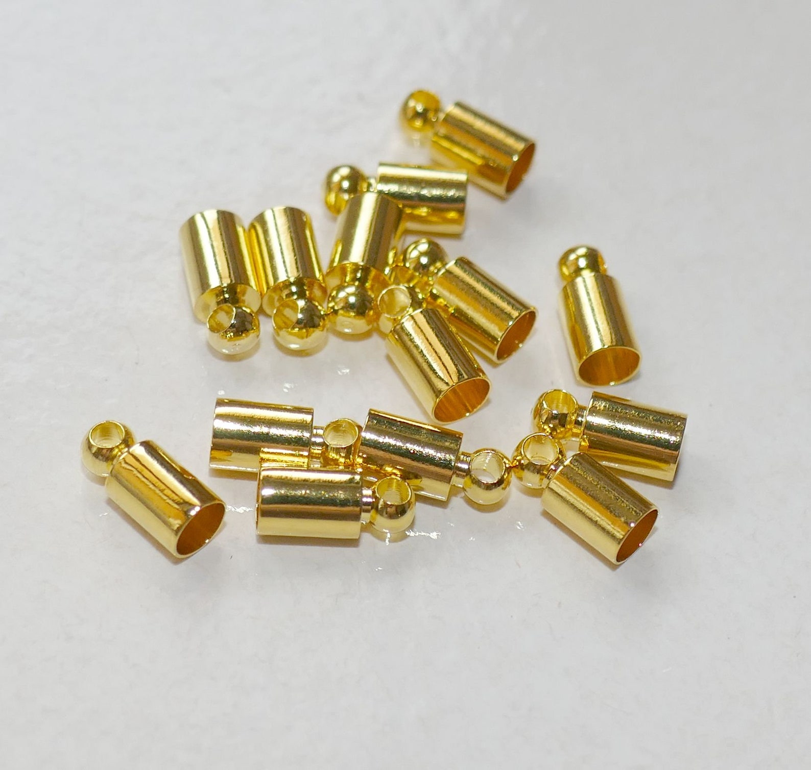 10x Round Leather Cord End Caps Bead Stoppers, Gold/silver 3mm Cord Tip ...